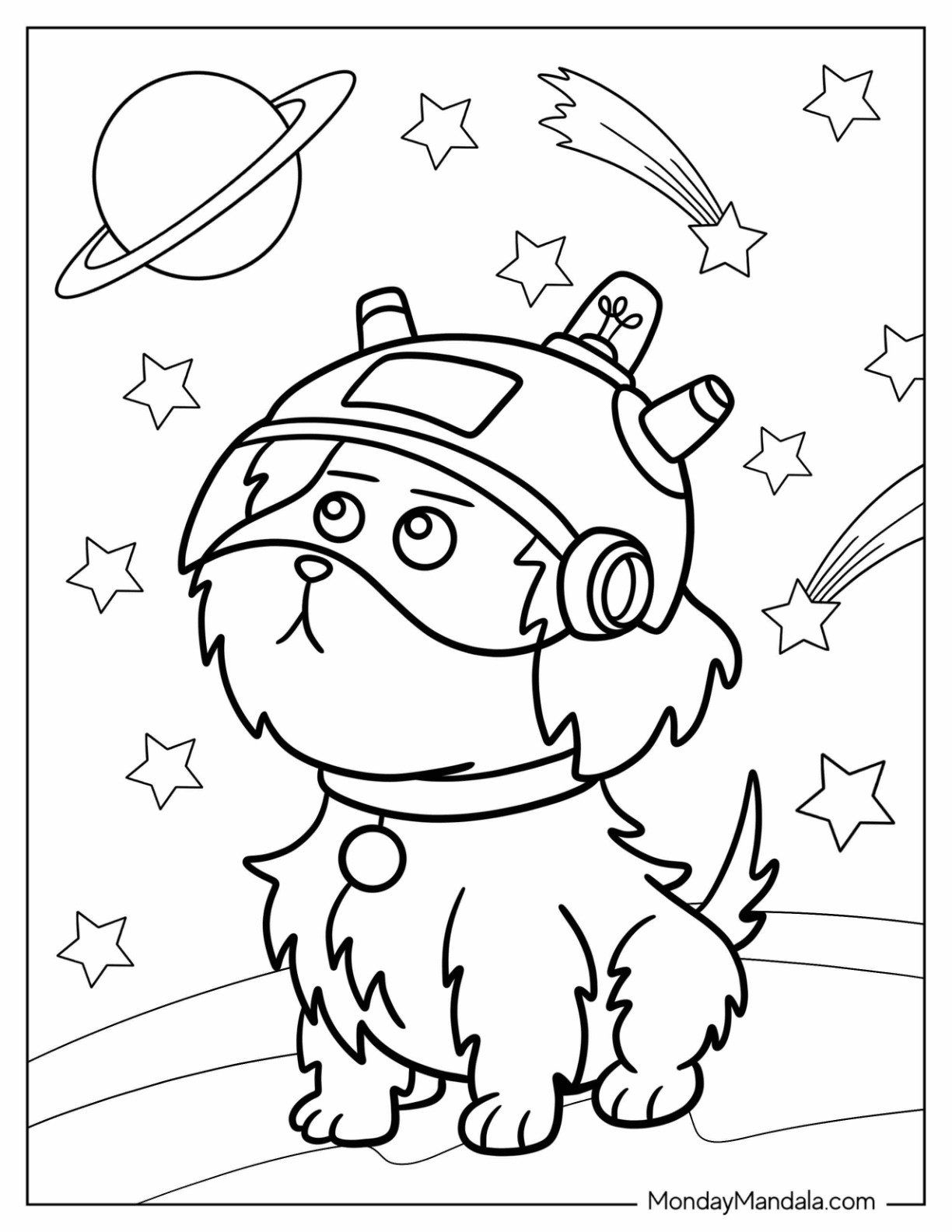 Rick and Morty Coloring Page Of Cute Snuffles the Dog in Space Helmet ...