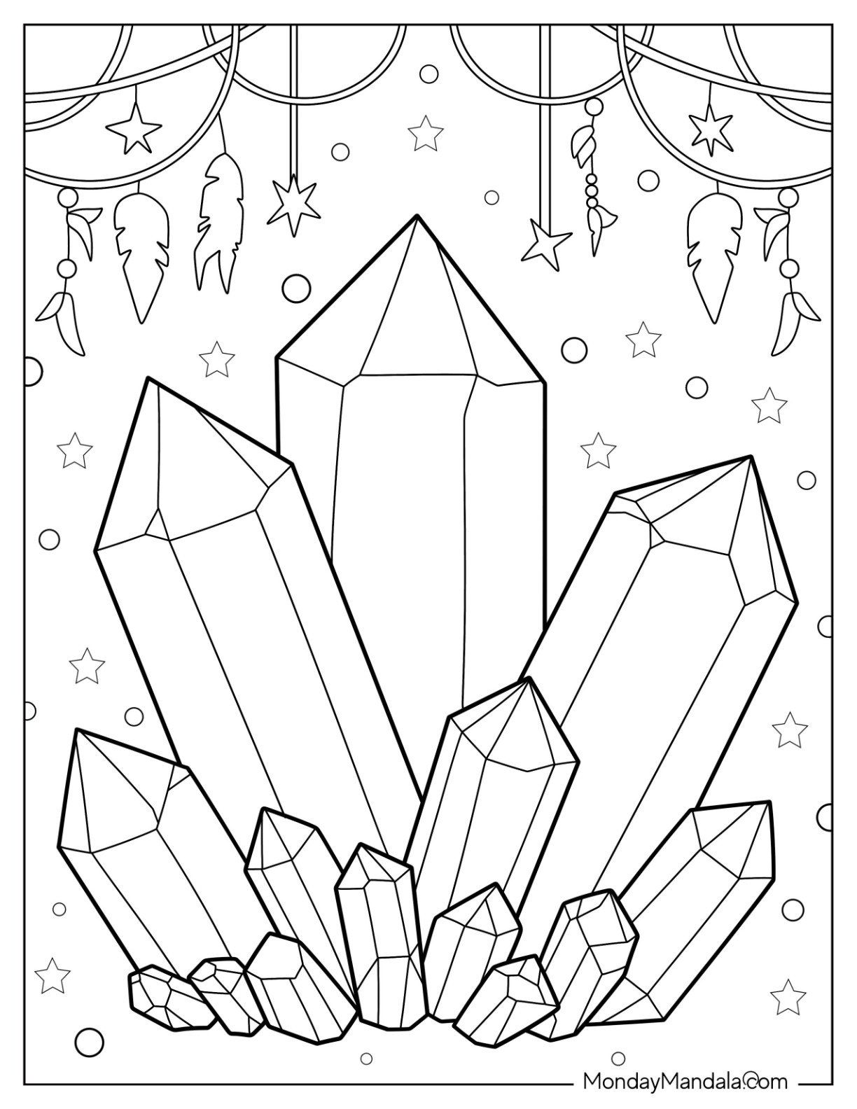 Easy Quartz Crystal Coloring Page Formation Under The Stars - Free ...