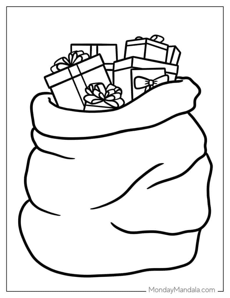 Santa_s Sack Of Toys To Color - Free Coloring Page Download ...