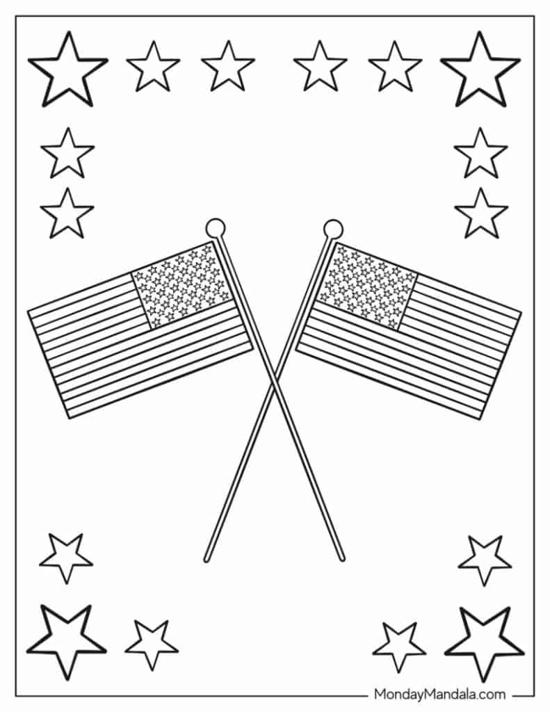 Two Flaglets of American Flag - Free Coloring Page Download ...
