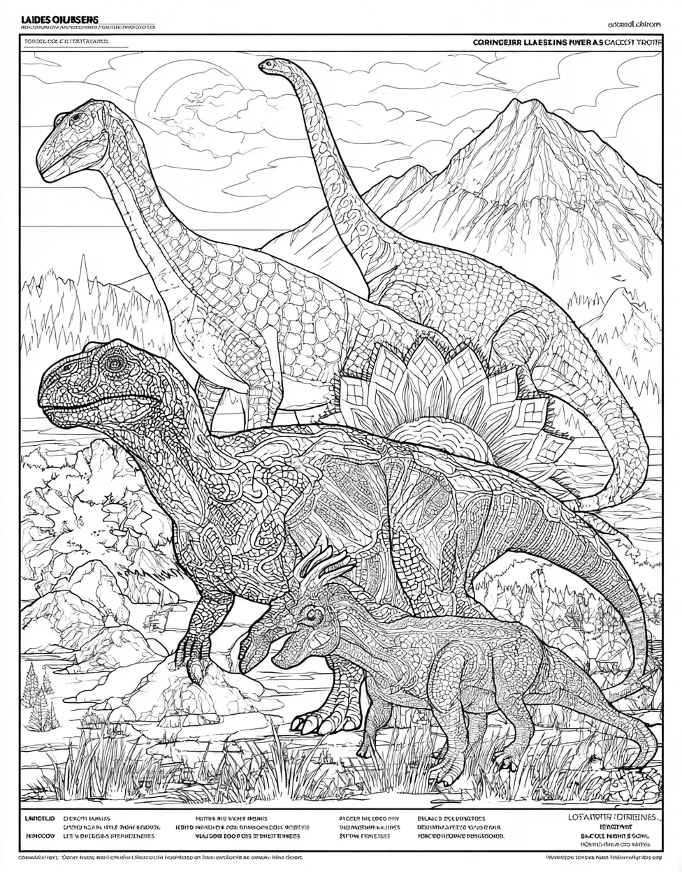 Printable Dinosaur Color Pages for Adults - Free Coloring Page Download ...