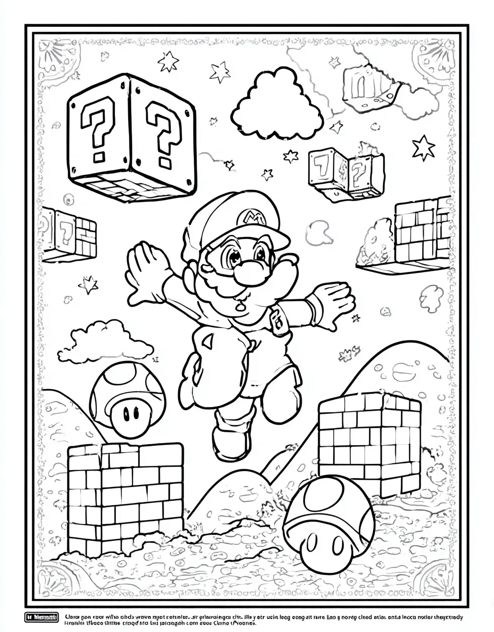 Intricate Mario Coloring Pages with Iconic Elements - Free Coloring ...