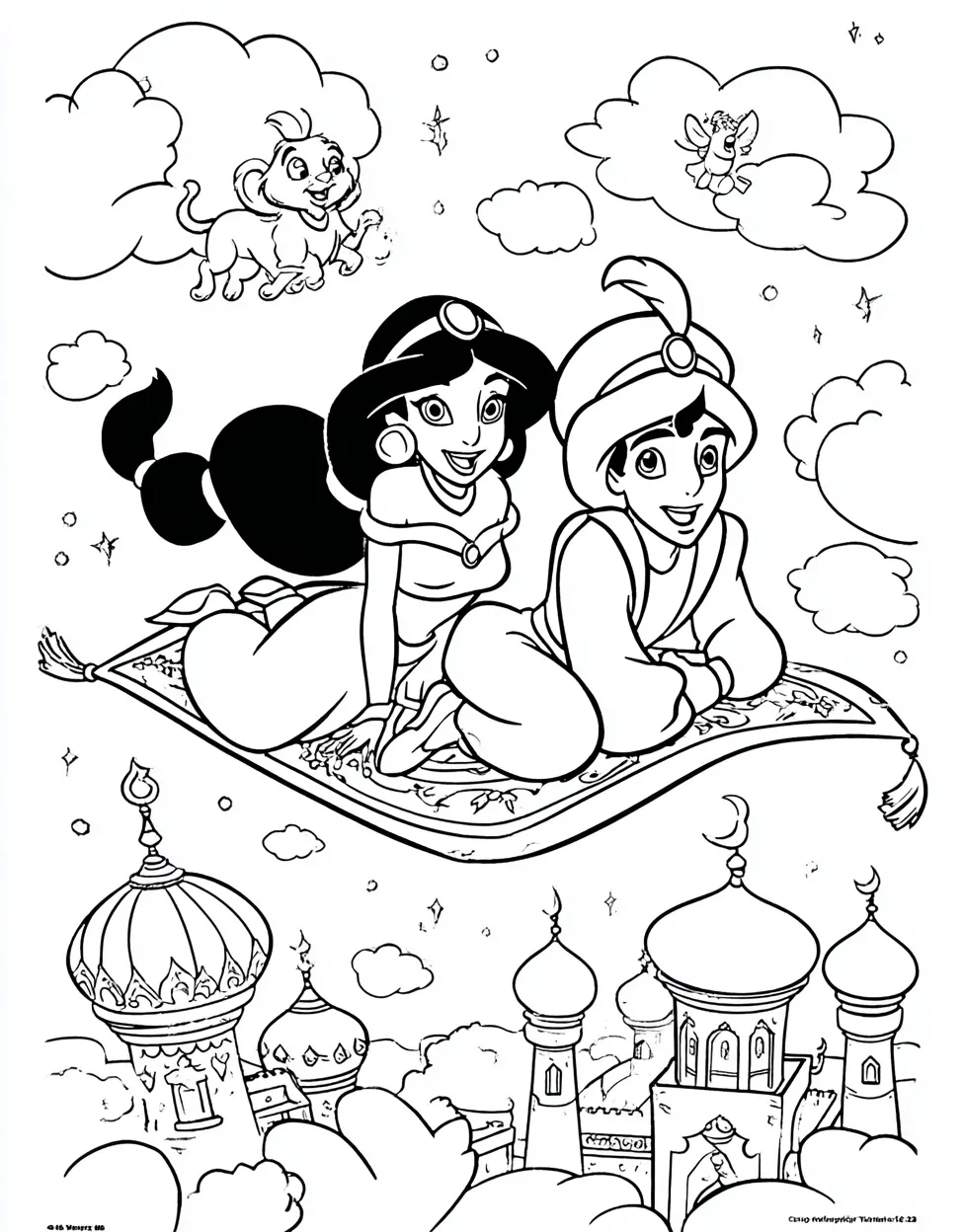 Princess Jasmine and Aladdin Coloring Pages for Kids - Free Coloring ...