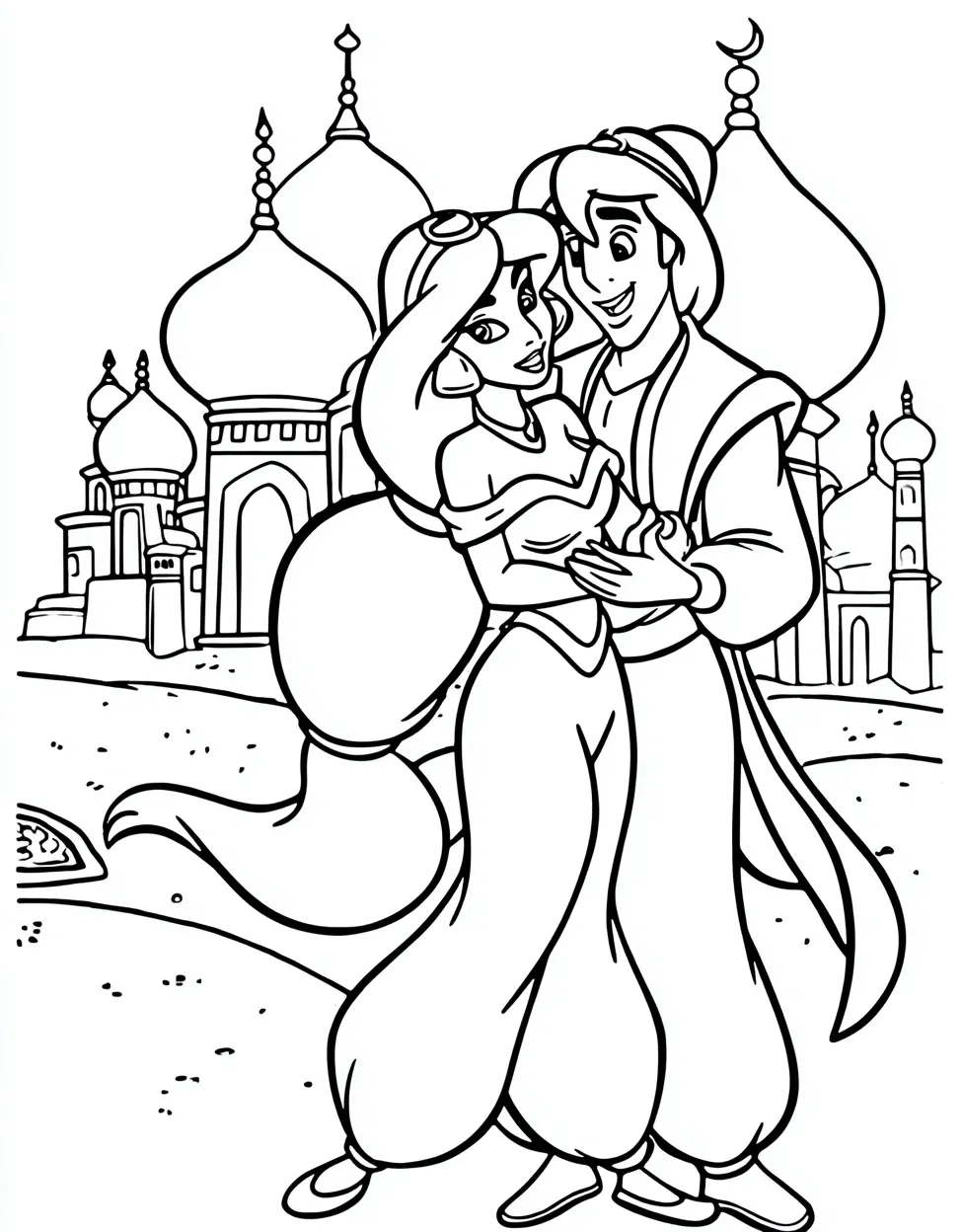 Fun Princess Jasmine and Aladdin Coloring Pages for Toddlers - Free ...
