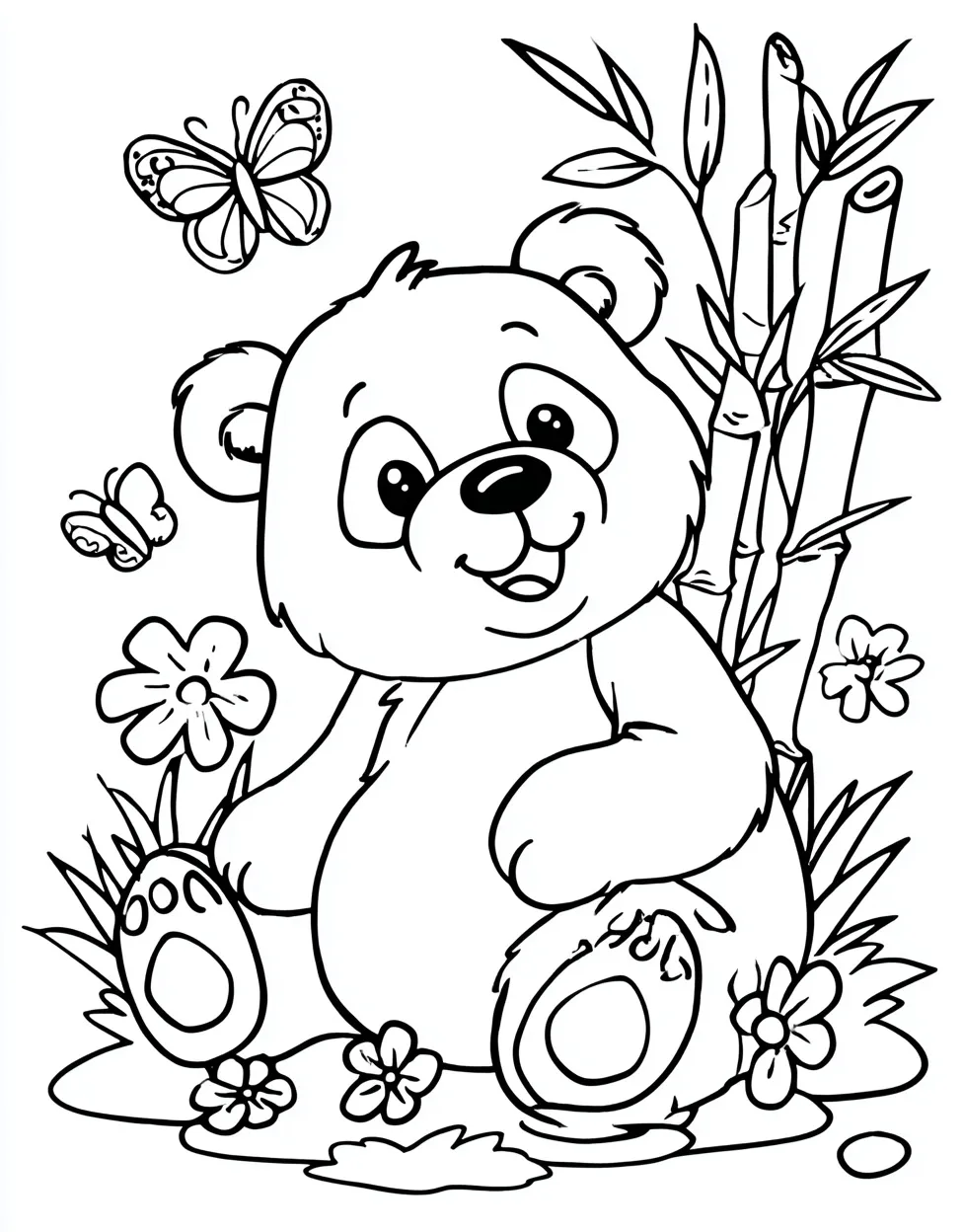 Fun Panda Bear Coloring Page for Children - Free Coloring Page Download ...