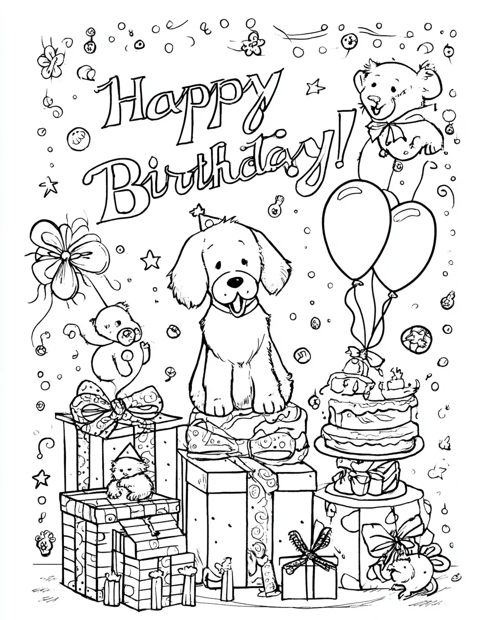 Medium Difficulty Kipper's Birthday Coloring Page - Free Coloring Page ...