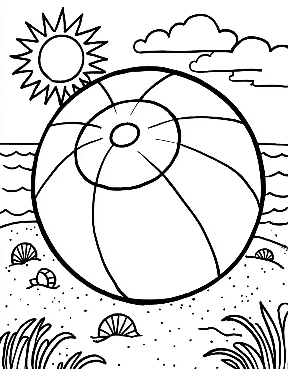 Large Beach Ball Coloring Page for Kids - Free Coloring Page Download ...