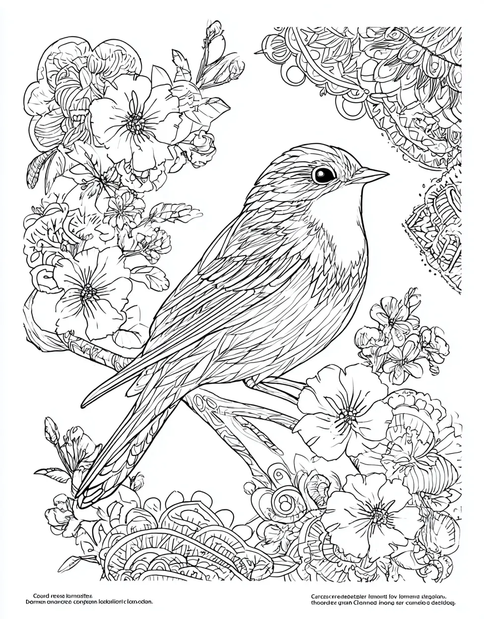 Challenging Spring Bird Coloring Page for Adults - Free Coloring Page ...