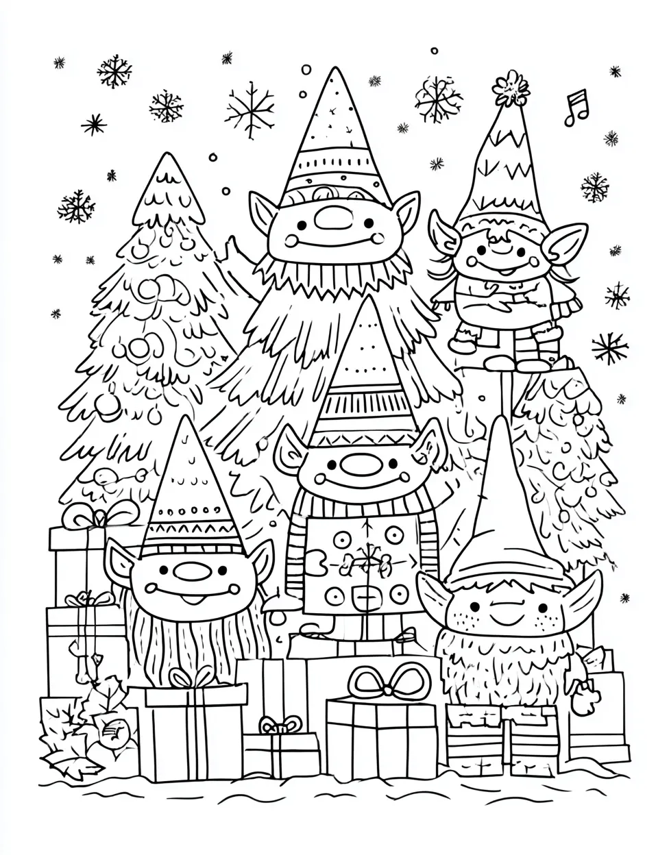 Medium Difficulty Christmas Trolls Coloring Pages - Free Coloring Page ...