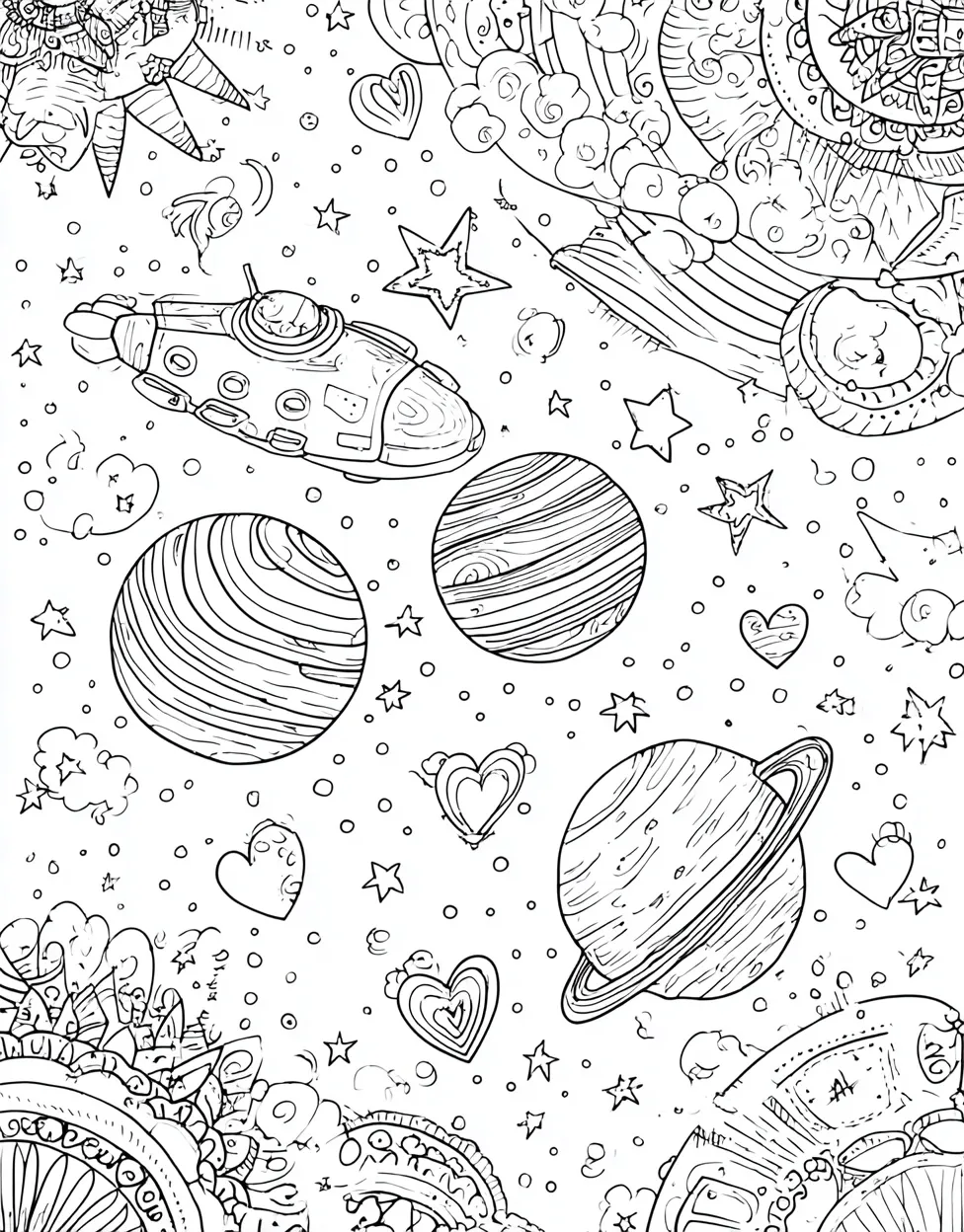 Charming Little Space Coloring Pages for Adults - Free Coloring Page ...