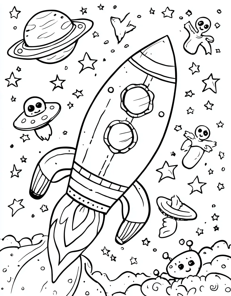 Easy Space Coloring Pages for Kids - Printable Fun - Free Coloring Page ...