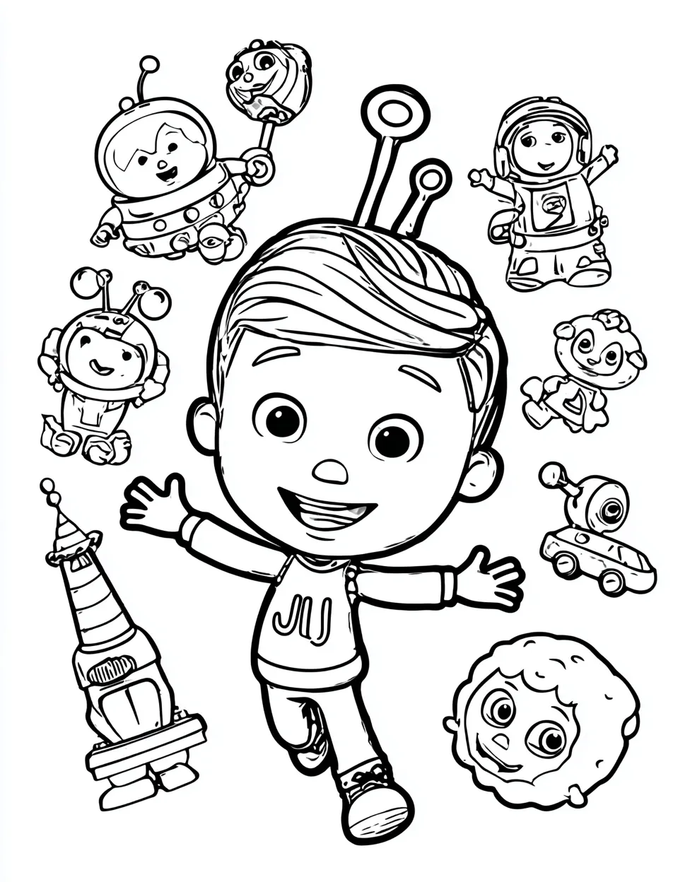 Fun Cocomelon Characters Coloring Pages for Kids - Free Coloring Page ...