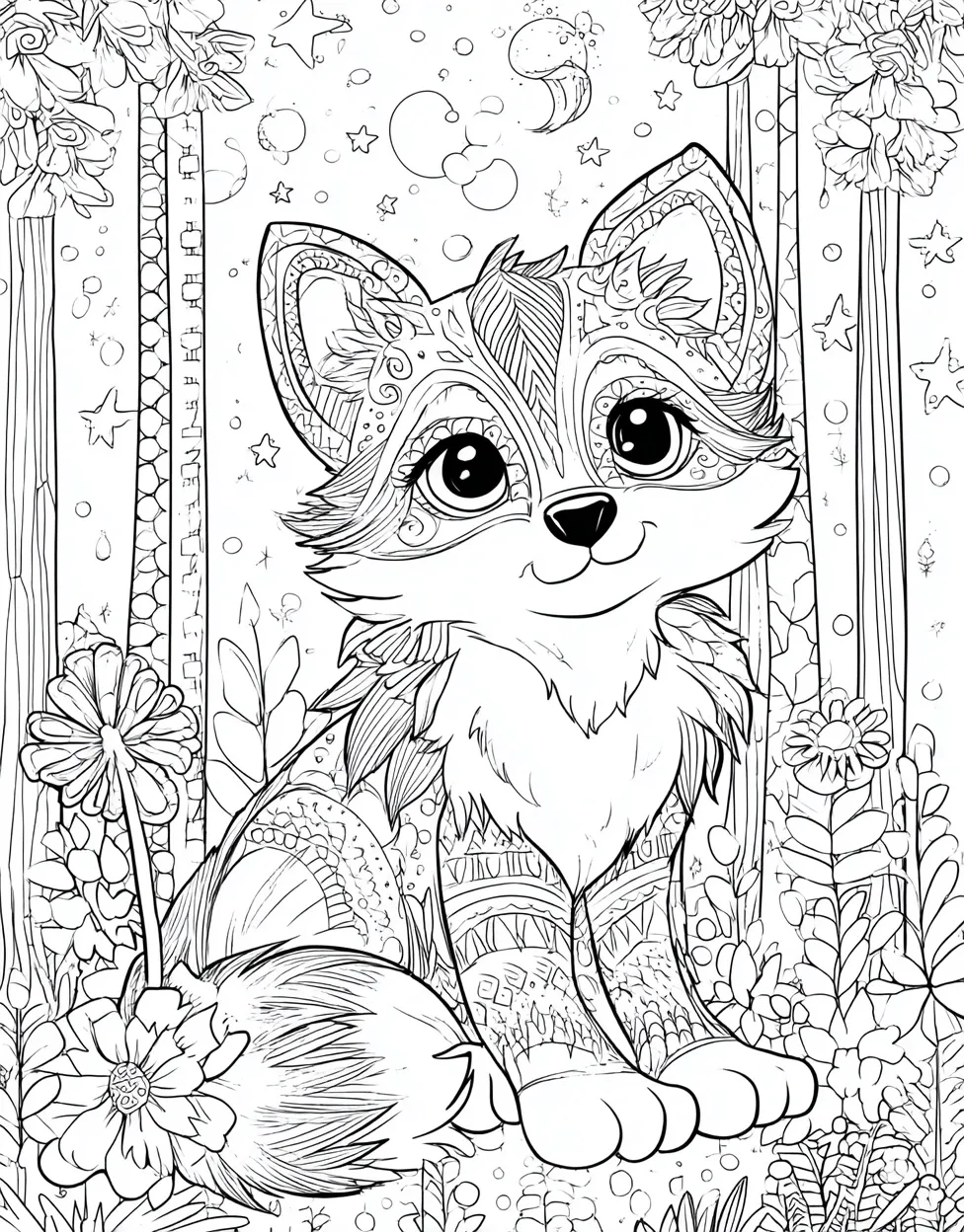 Cute Anime Wolf Coloring Page for Adults - Free Coloring Page Download ...