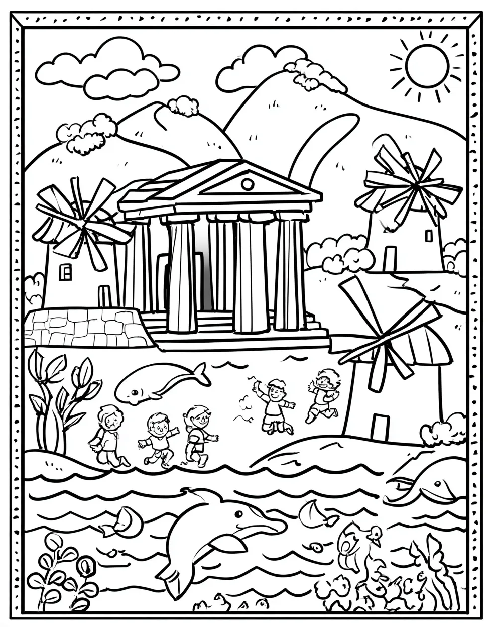 Explore Greece Through Coloring: Fun Page for Kids - Free Coloring Page ...