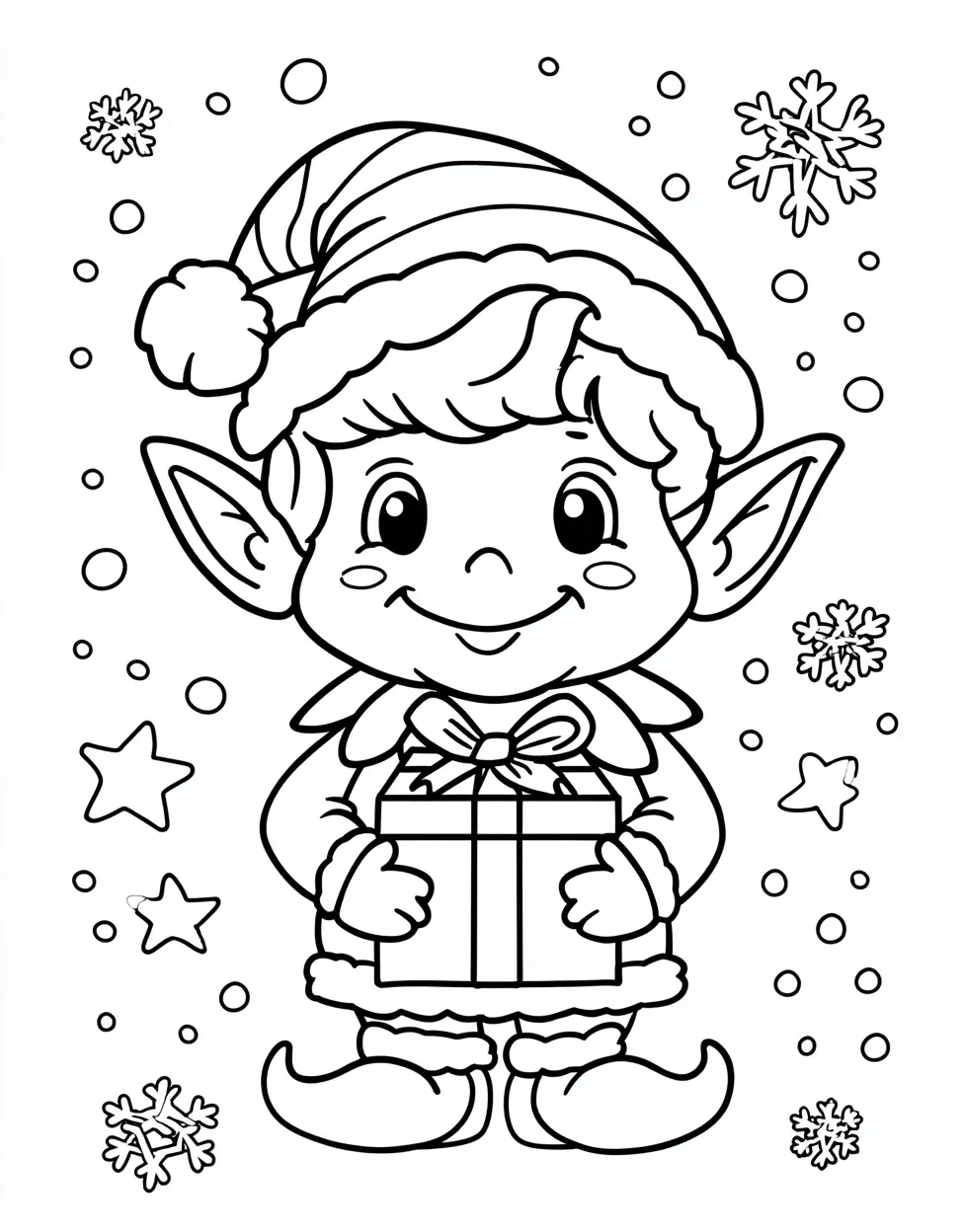 Adorable Christmas Elf Coloring Pages for Kids - Free Coloring Page ...