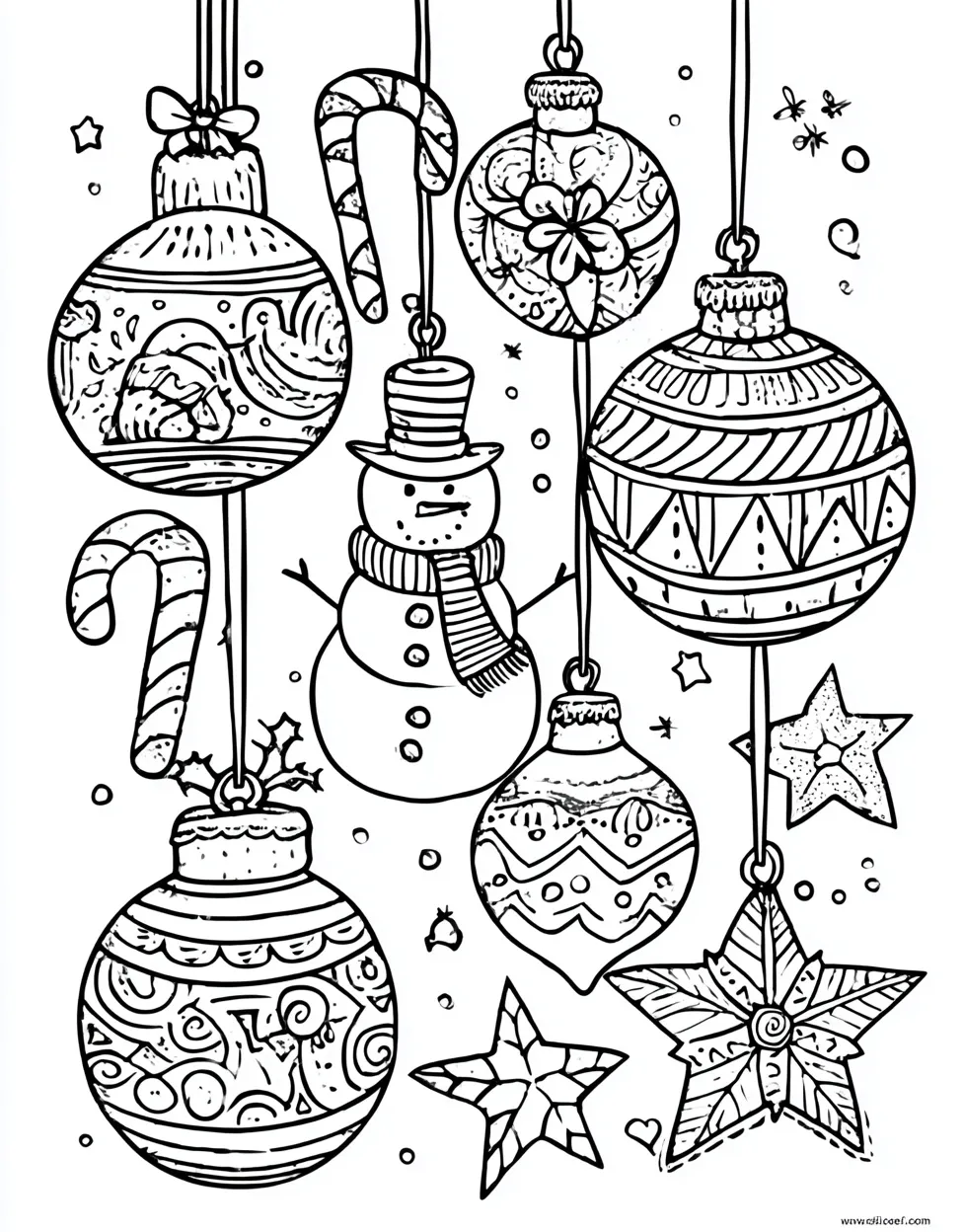 Medium Difficulty Christmas Ornament Coloring Page - Free Coloring Page ...