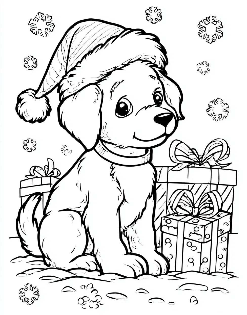 Festive Puppy Christmas Coloring Pages to Brighten Holidays - Free ...