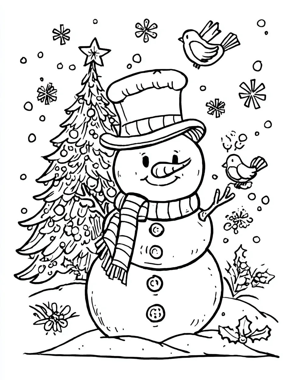 Fun Cute Christmas Snowman Coloring Pages for Kids - Free Coloring Page ...