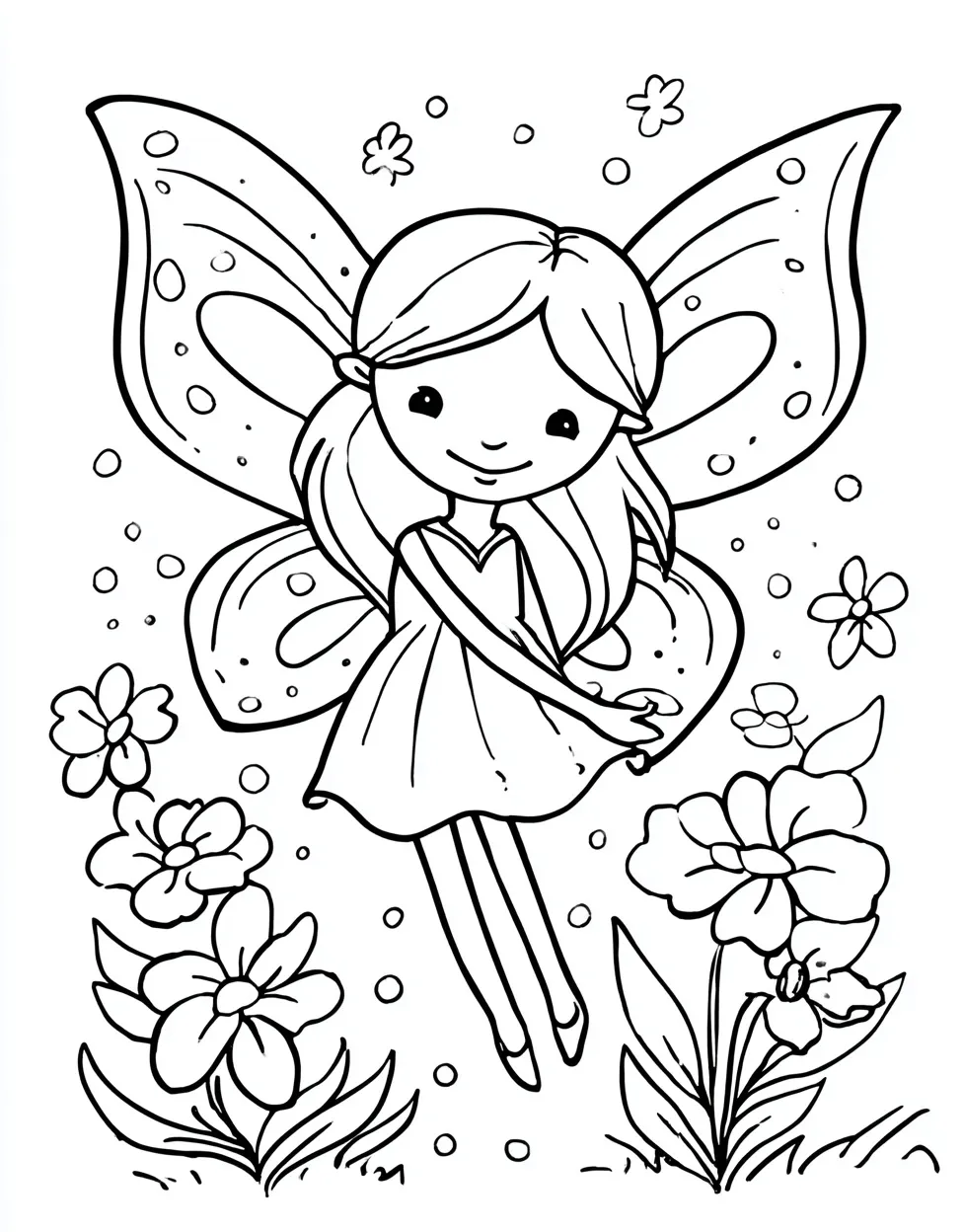Cute Fairy Coloring Page for Toddlers to Enjoy - Free Coloring Page ...
