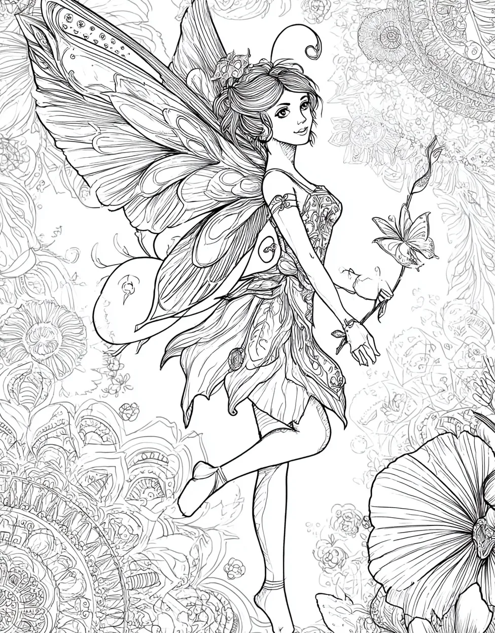Whimsical Fairy Coloring Page for Kids Aged 8-9 - Free Coloring Page ...
