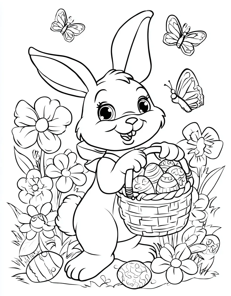 Colorful Easter Rabbit Fun Coloring Page for Children - Free Coloring ...