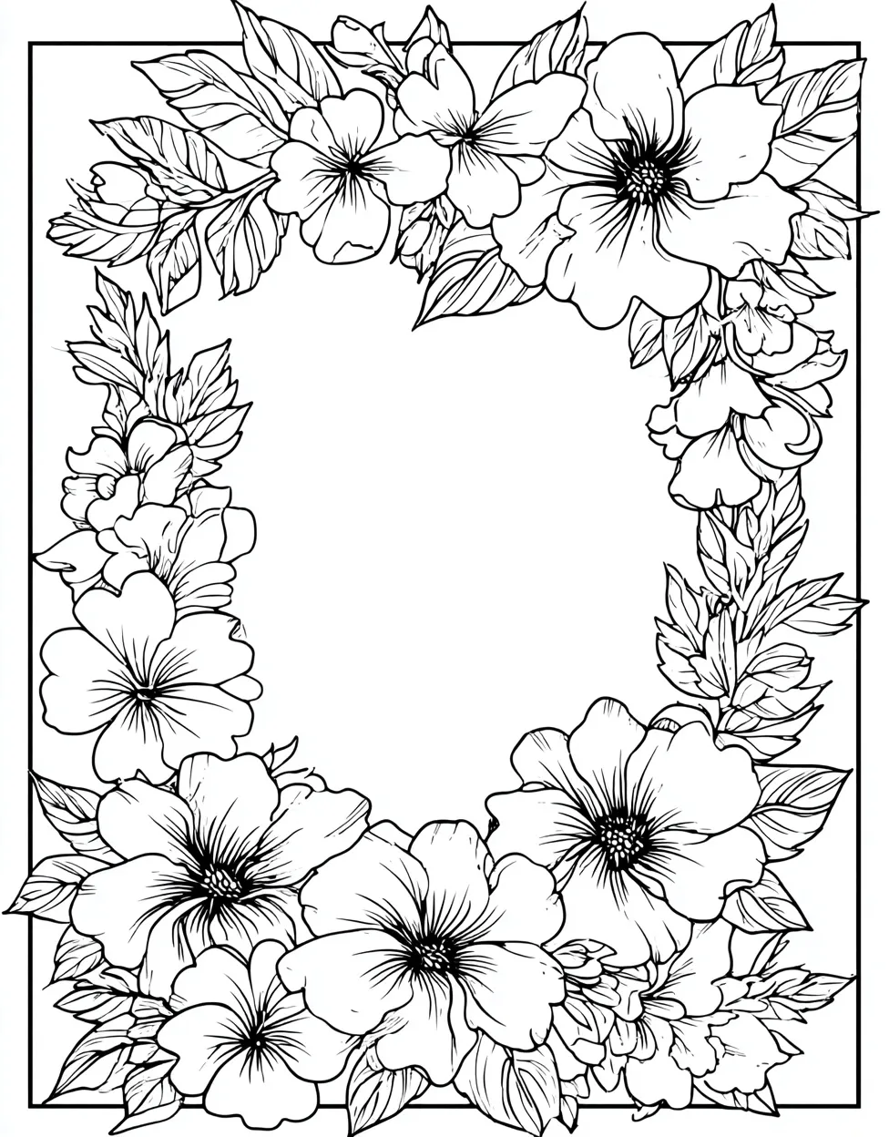 Sweet Floral Frame Coloring Page for Toddlers - Free Coloring Page ...