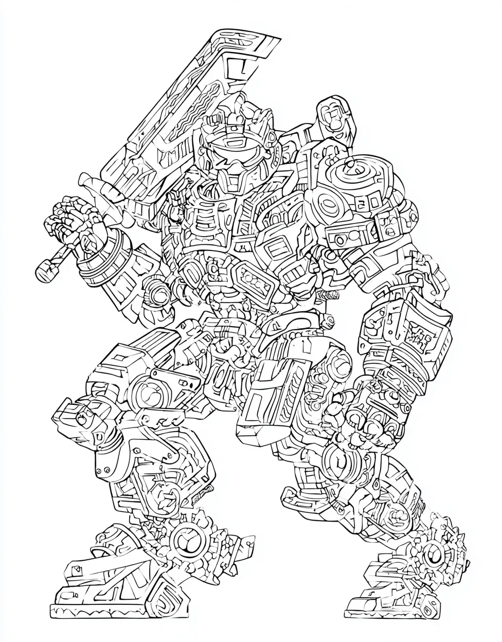 Intricate Blades Transformer Coloring Page for Adults - Free Coloring ...