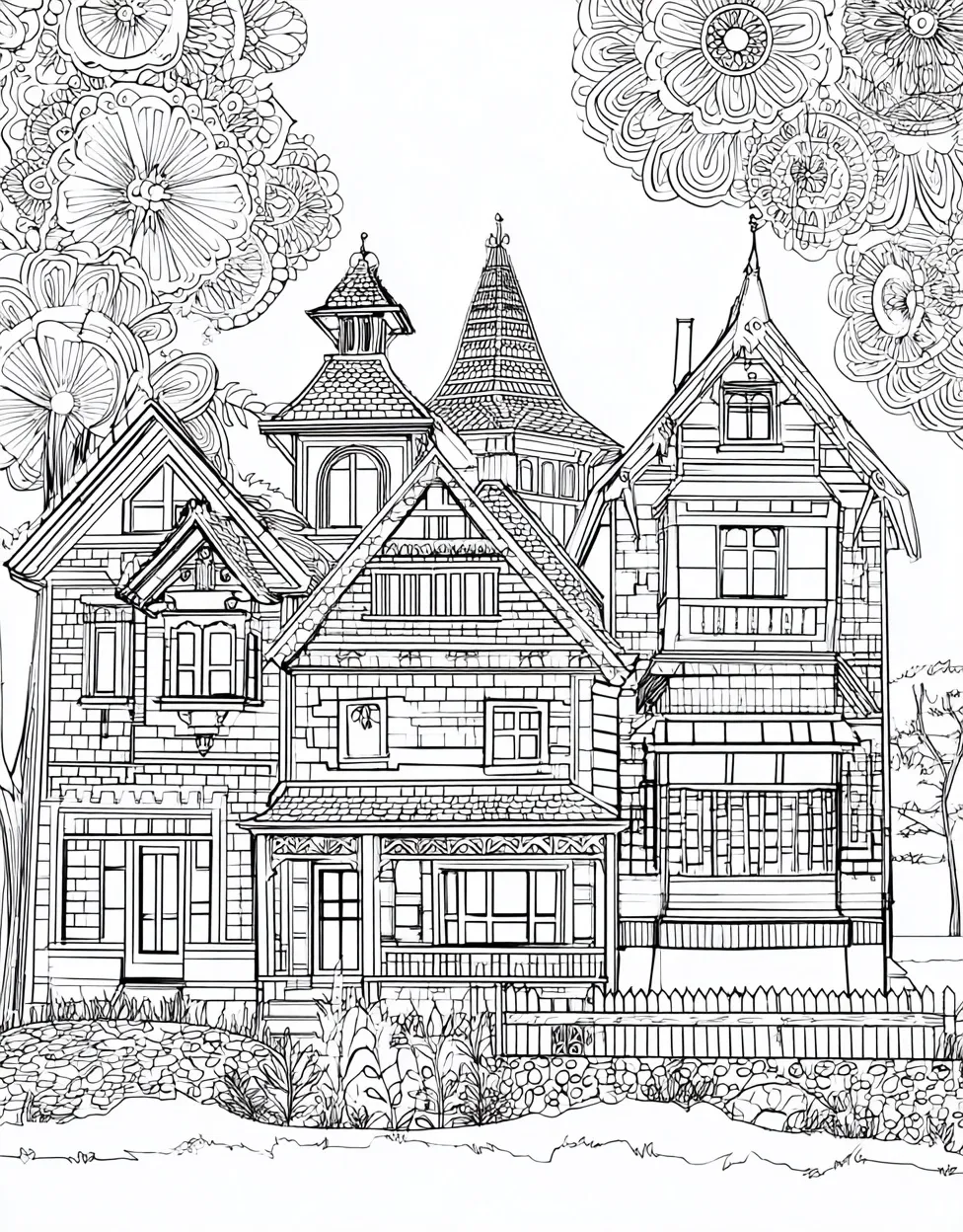 Intricate House Color Pages Printable for Adult Relaxation - Free ...