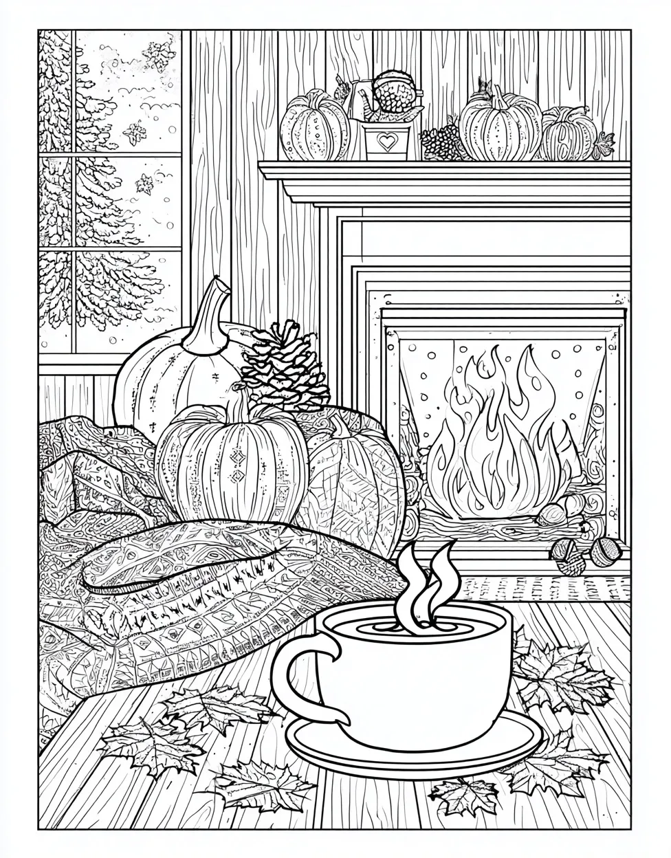 Inviting Cozy Fall Coloring Pages for Relaxing Moments - Free Coloring ...
