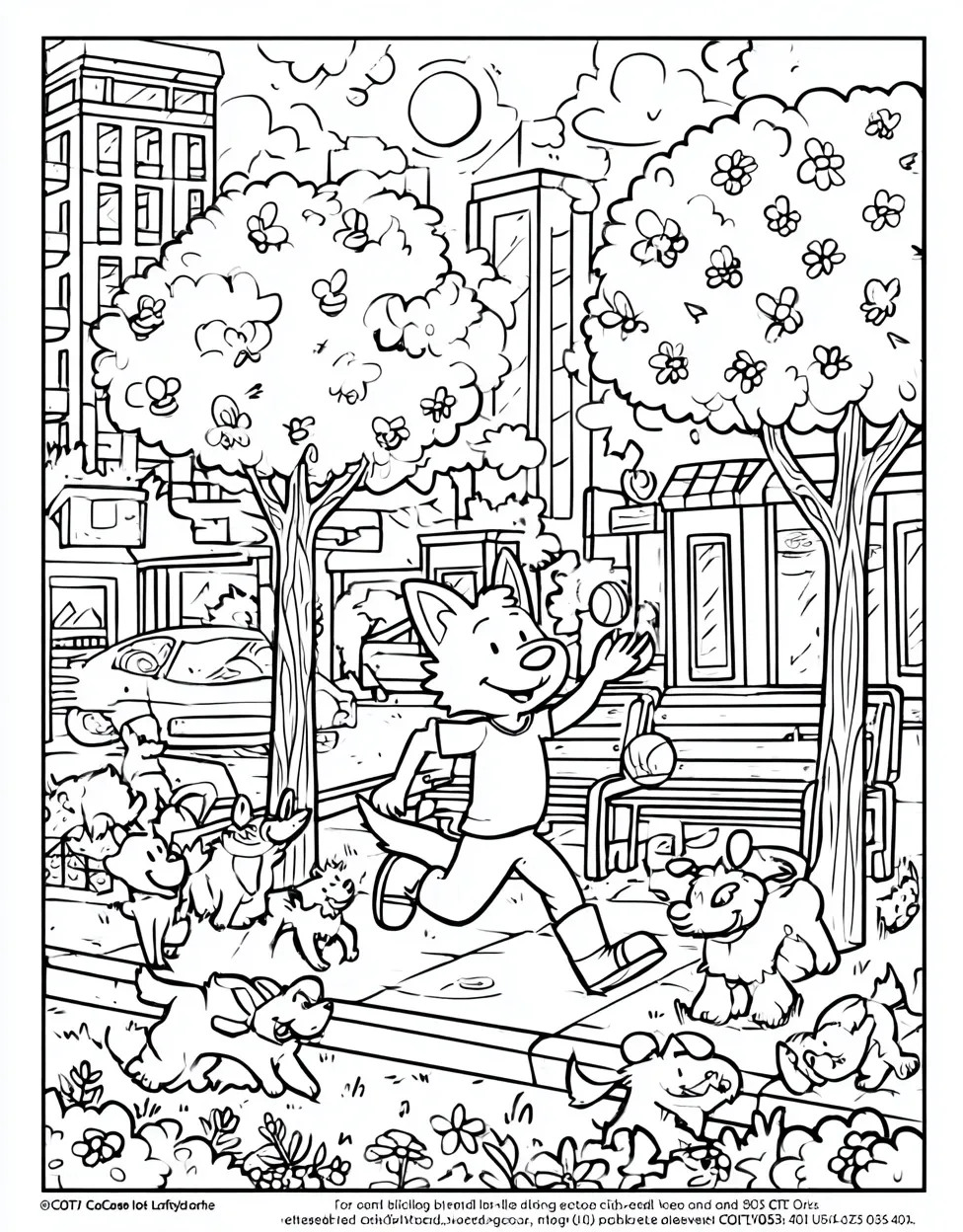 Whimsical Dog Man Fetch 22 Coloring Pages for Grown-Ups - Free Coloring ...