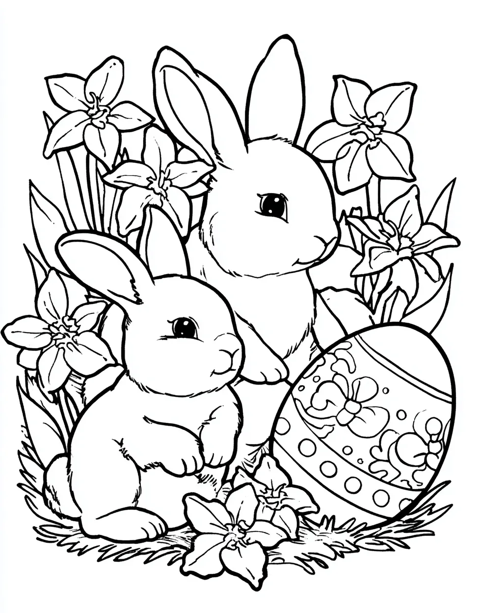 Fun and Easy Color Pages of Easter Bunnies - Free Coloring Page ...