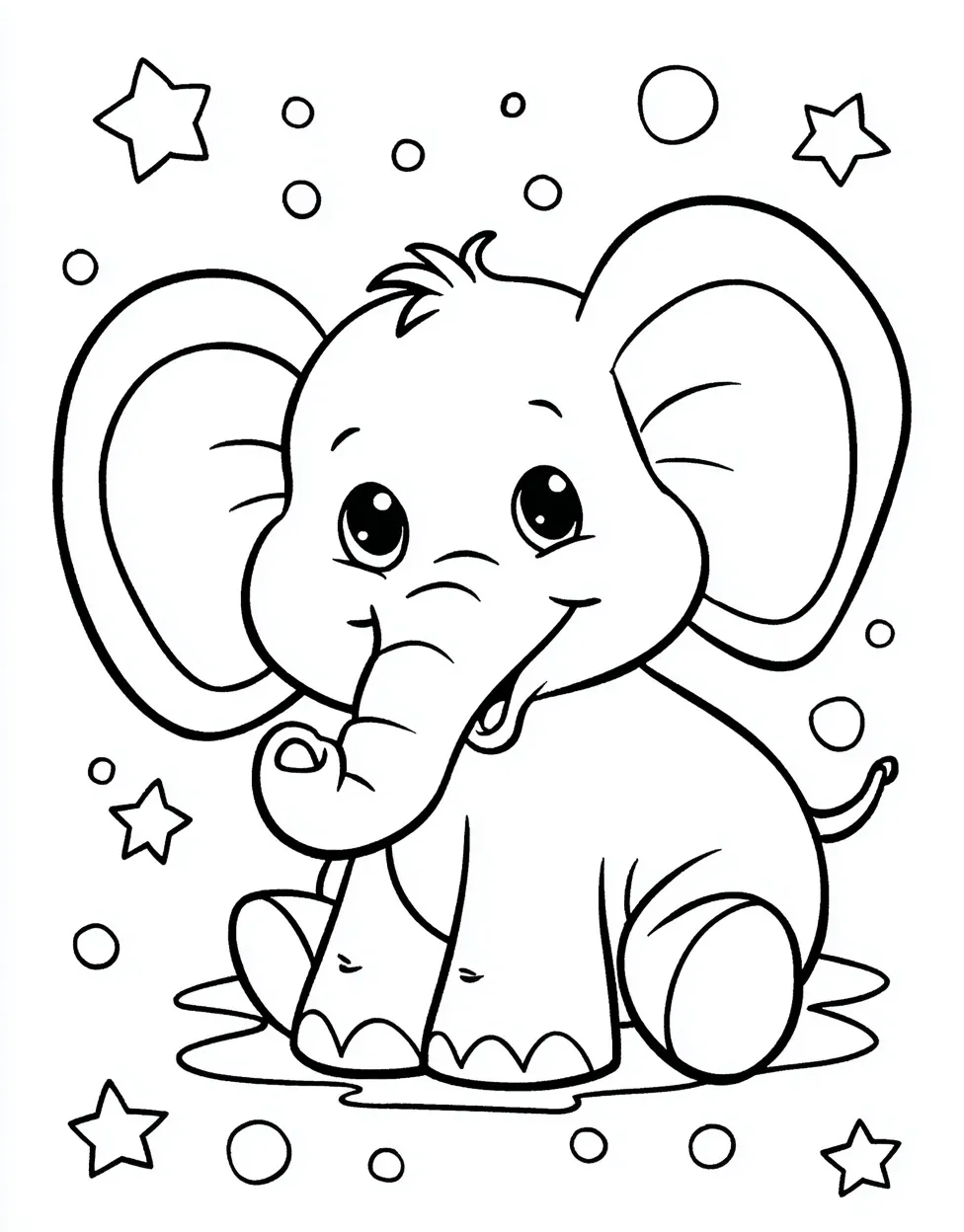 E is for Elephant Coloring Page for Toddlers - Free Coloring Page ...