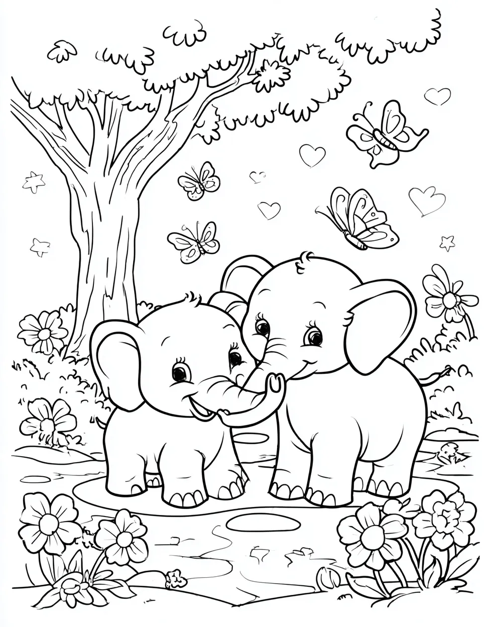 Fun Elephant Coloring Page - Jungle Party for Kids - Free Coloring Page ...