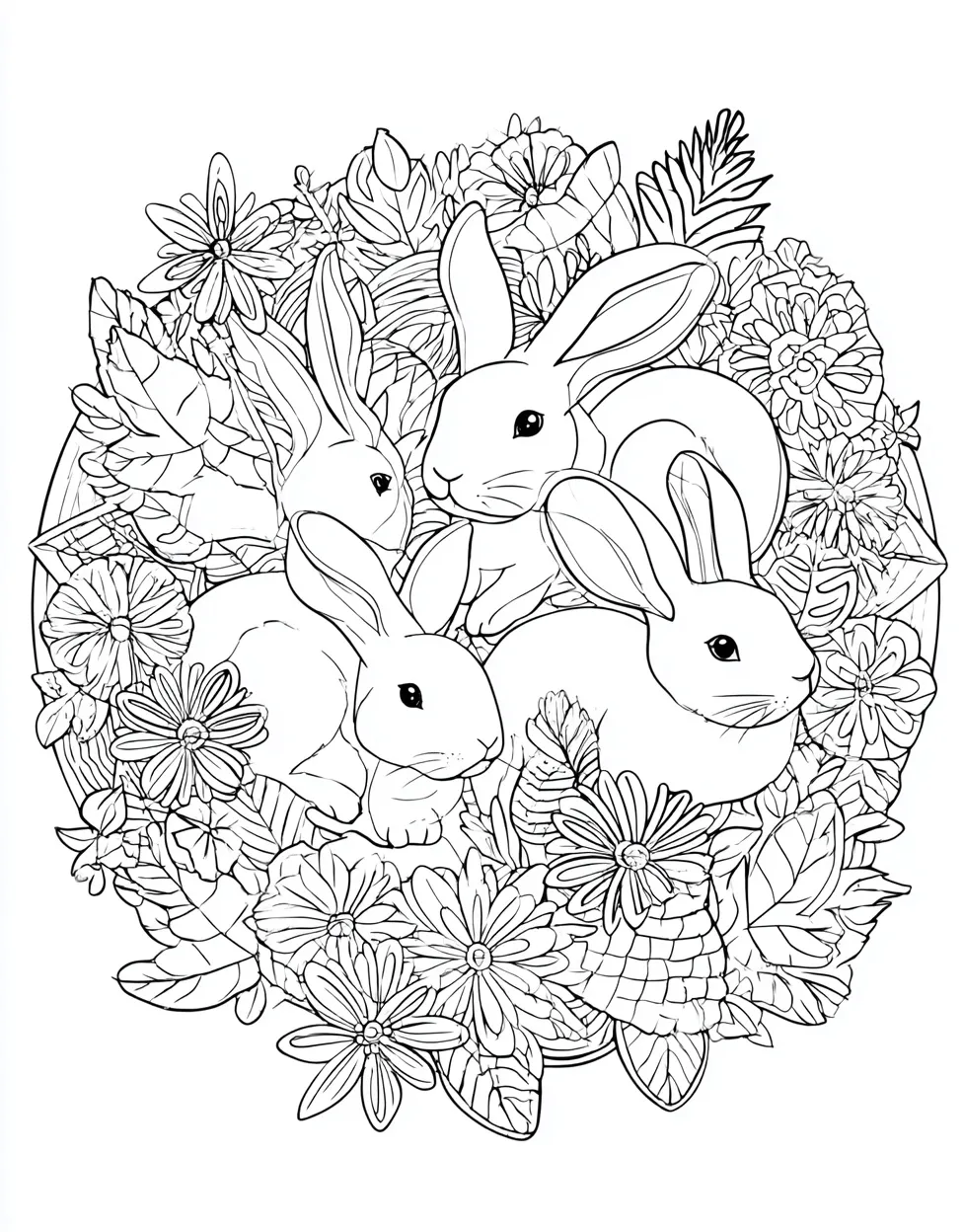 Playful Rabbit Mandala Coloring Pages for Kids - Free Coloring Page ...