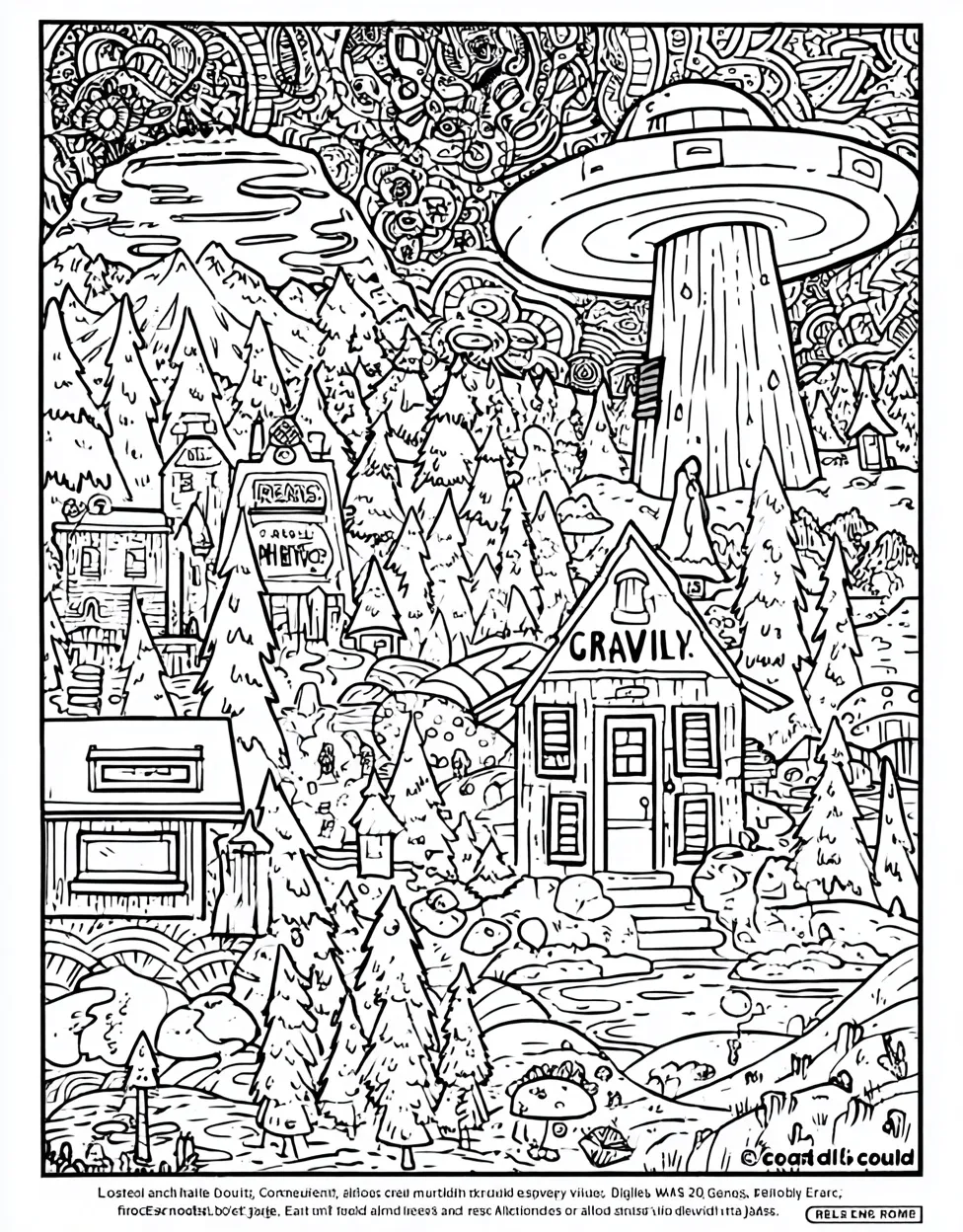 Whimsical Gravity Falls Coloring Page - Printable for Adults - Free ...