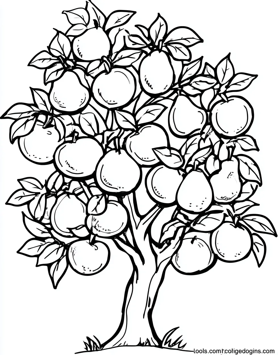 Joyful Fruit Tree Coloring Page for Toddlers - Free Coloring Page ...