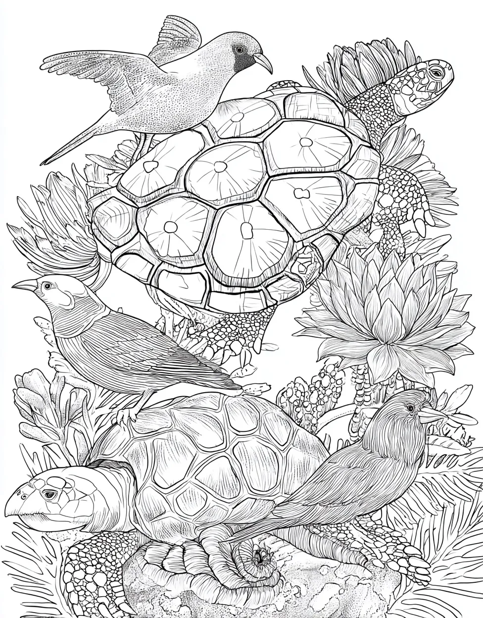 Intricate Adult Coloring: Galapagos Animals Awaits You - Free Coloring ...