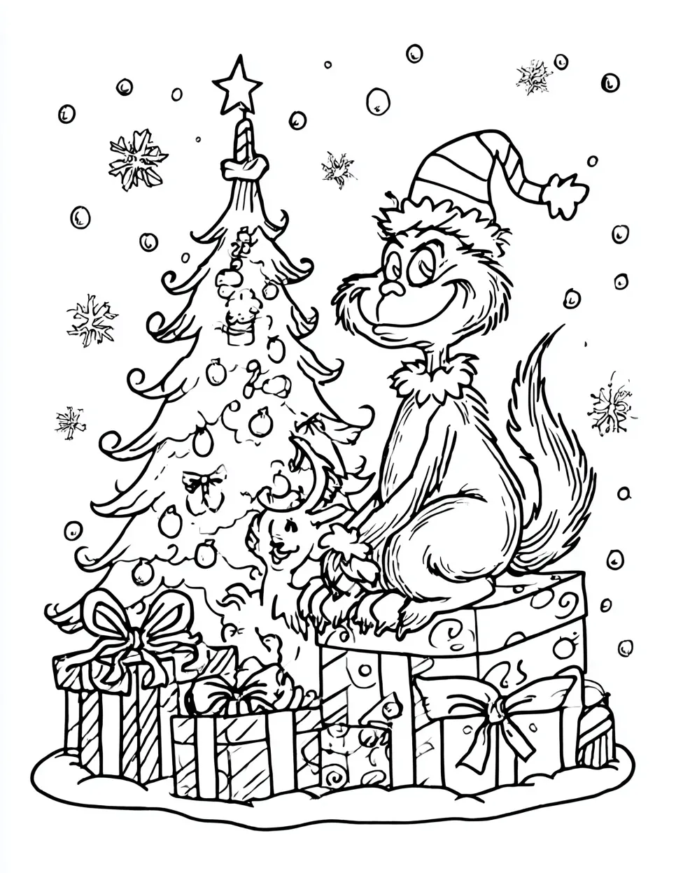 Playful Grinch Christmas Coloring Page for Adults - Free Coloring Page ...
