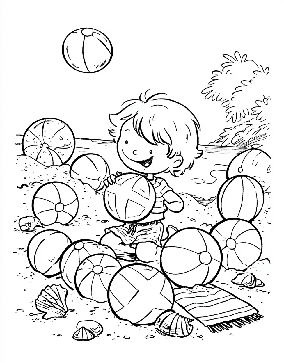 Joyful Beach Balls: Creative Toddler Coloring Page - Free Coloring Page ...