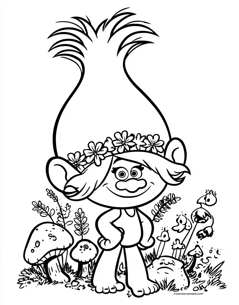 Fun Queen Poppy Trolls Coloring Page for Kids - Free Coloring Page ...