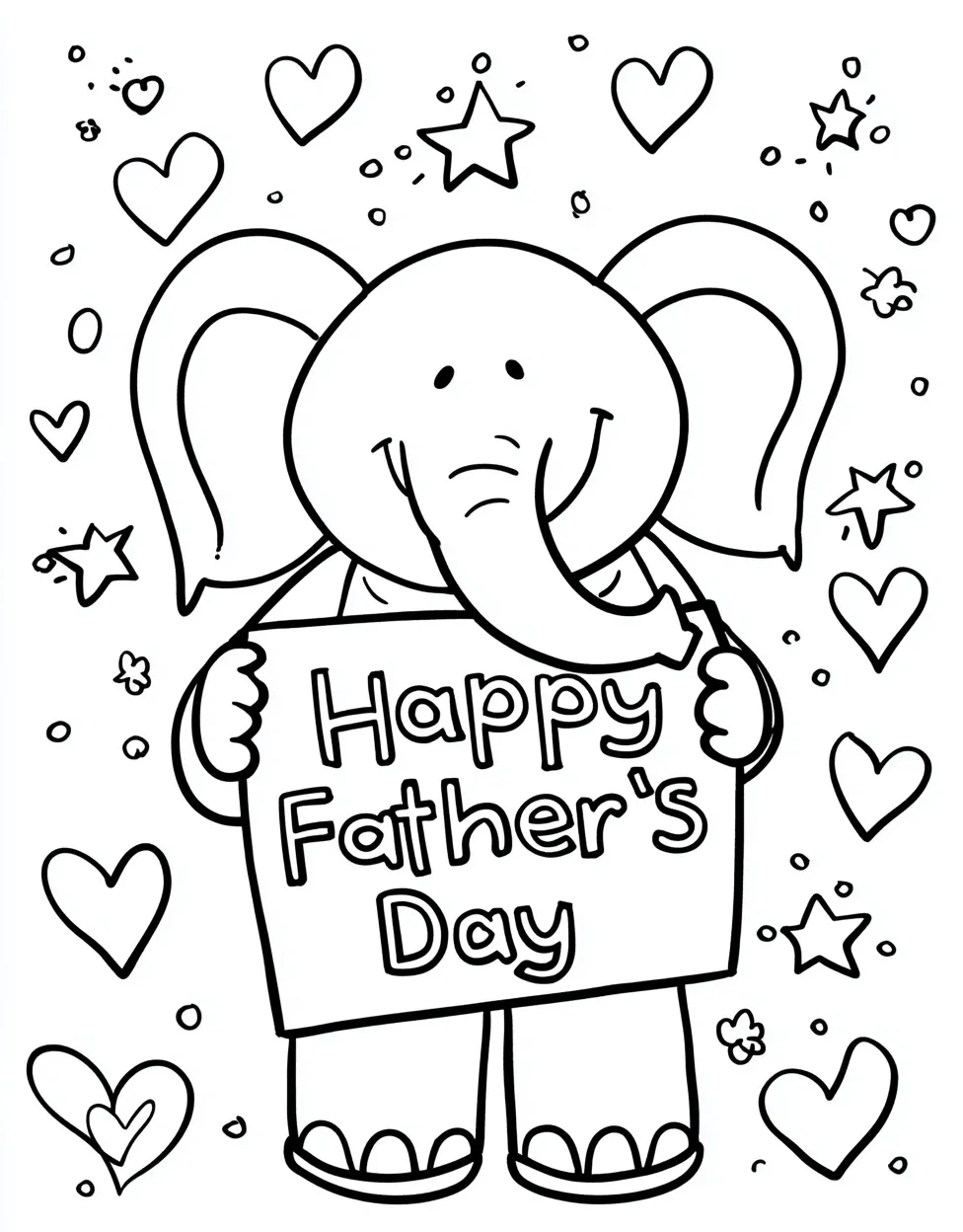 Father's Day Elephant Coloring Page for Toddlers - Free Coloring Page ...