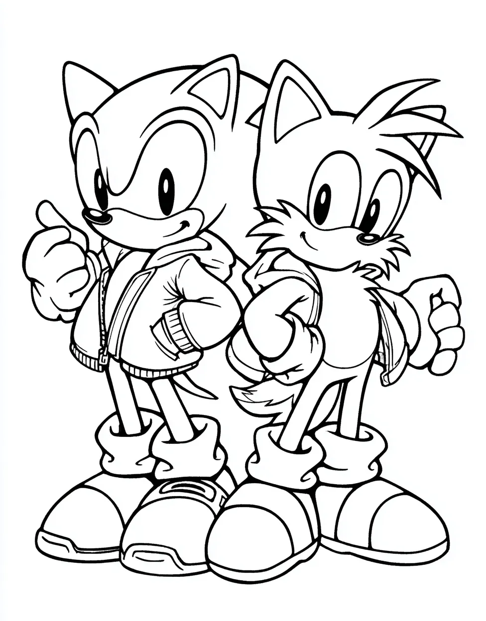 Exciting Sonic and Tails Jackets Coloring Fun for Kids - Free Coloring ...