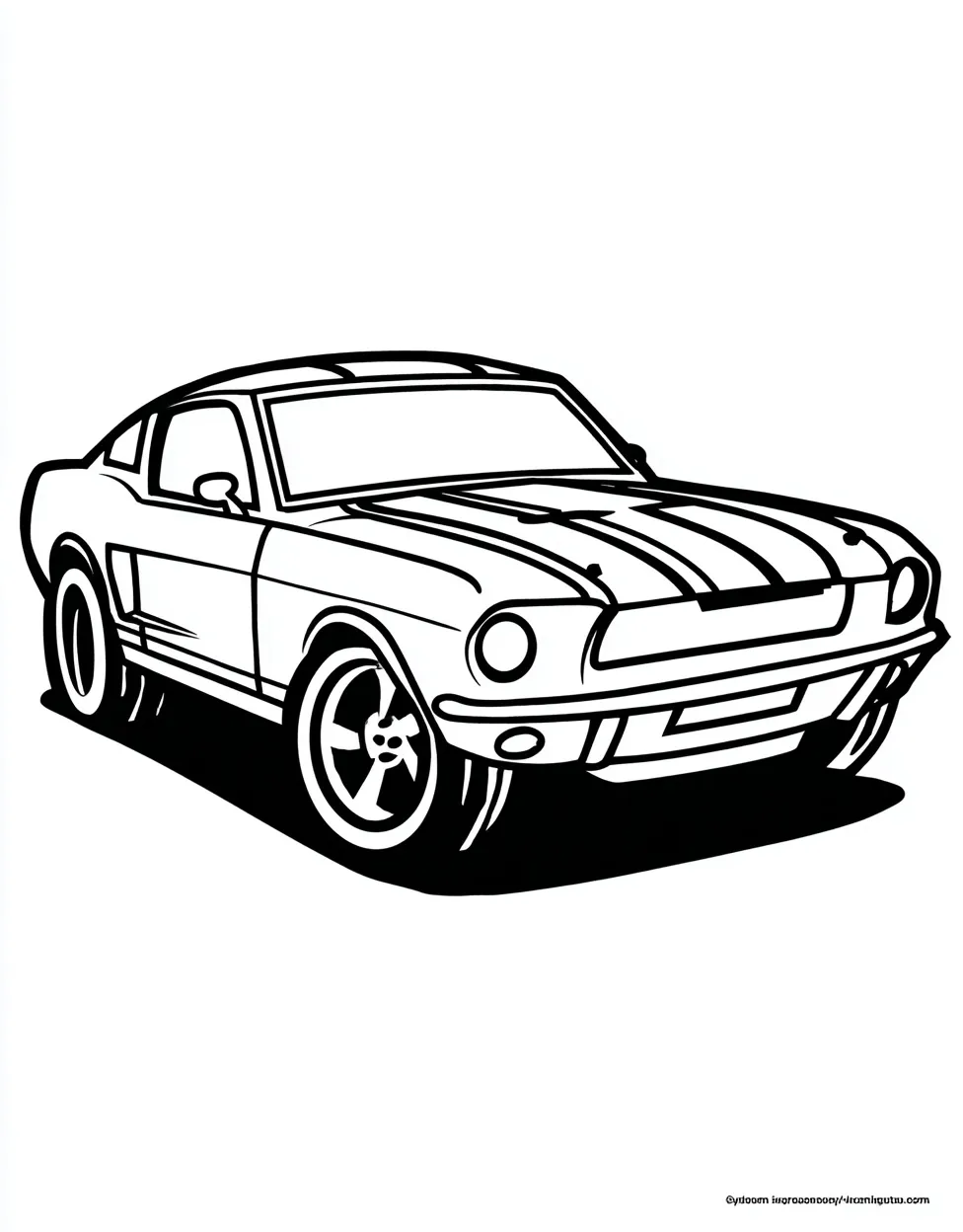 Easy Muscle Car Mustang Coloring Pages for Kids - Free Coloring Page ...