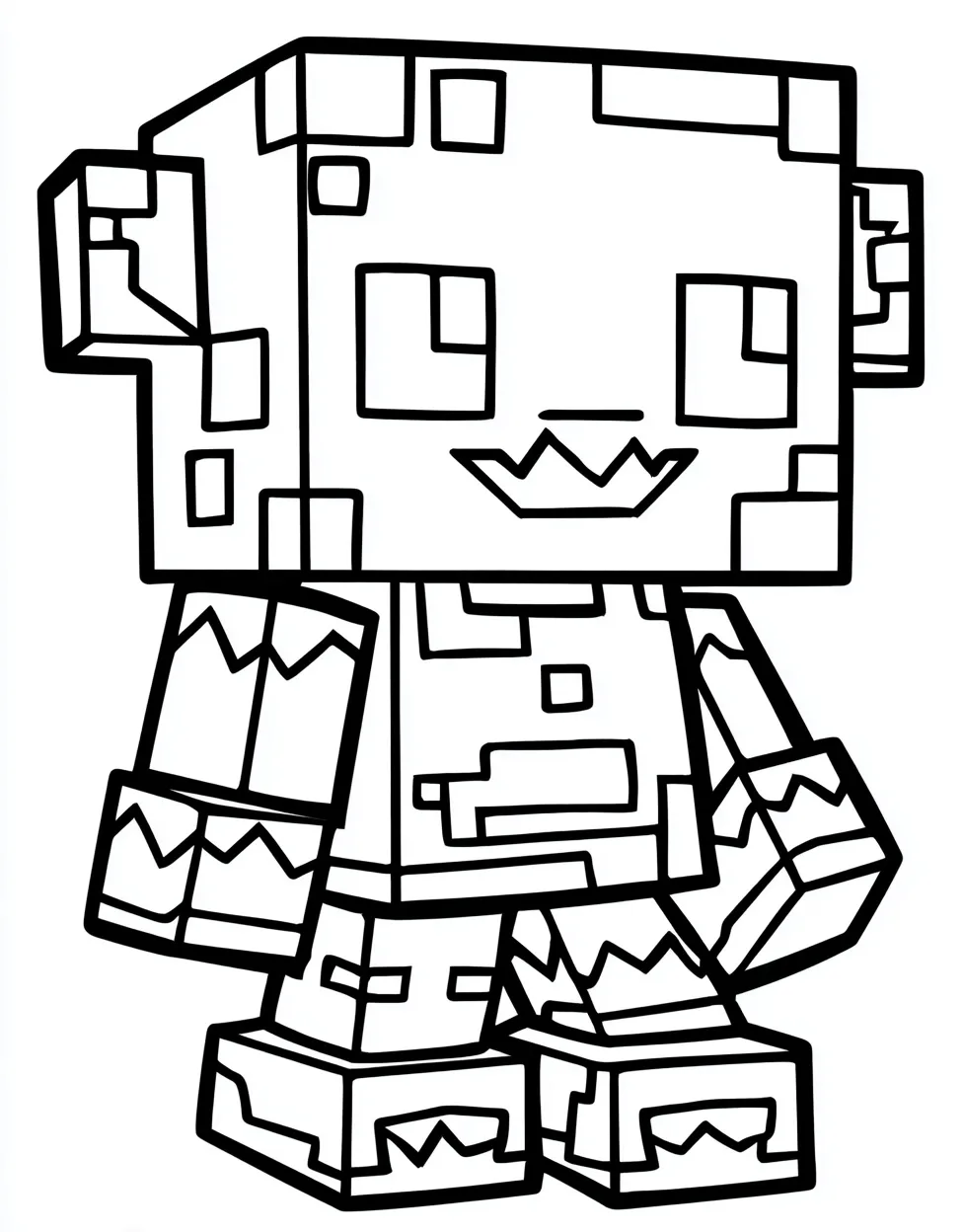 Adorable Minecraft Warden Coloring Page for Toddlers - Free Coloring ...