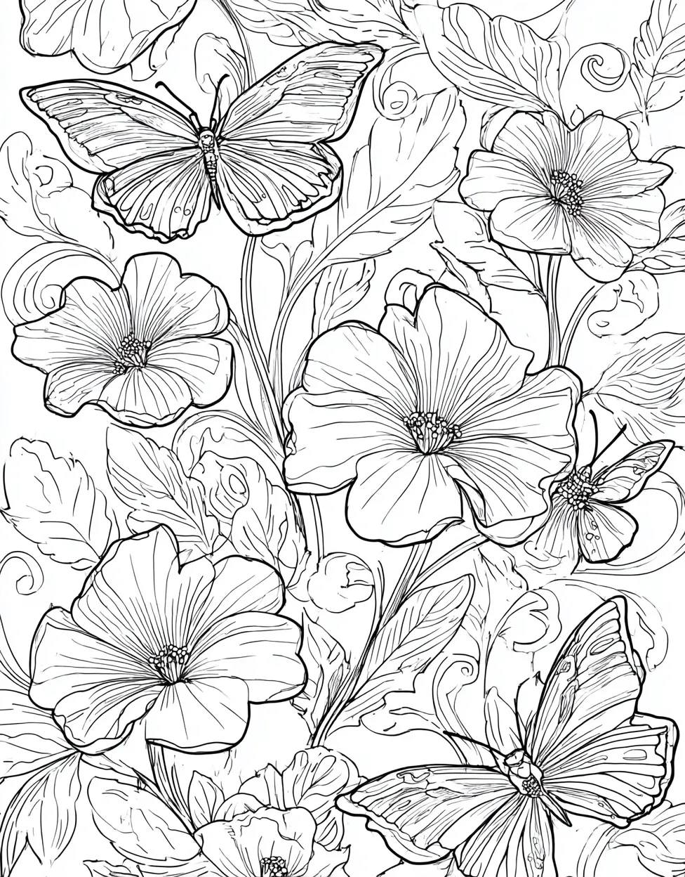 Blooming Flowers & Butterflies: Spring Coloring Fun - Free Coloring ...
