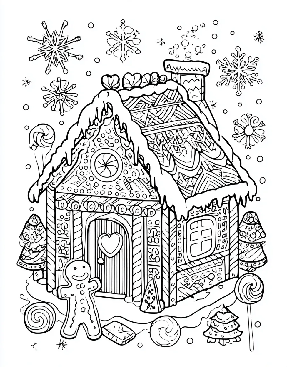 Charming Happy Holidays Gingerbread House Coloring Page - Free Coloring ...