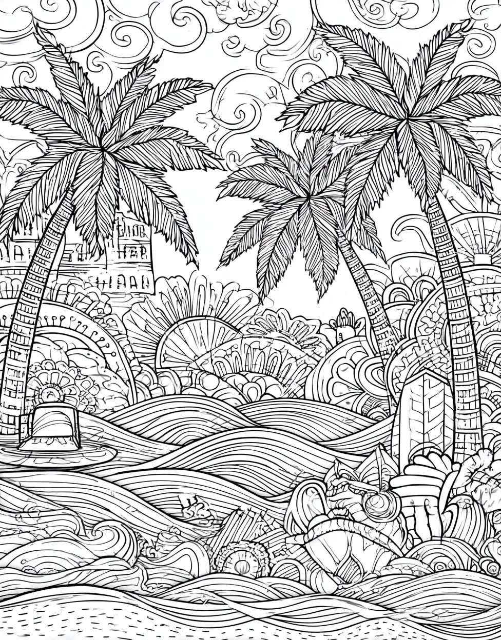Intricate Happy Summer Holidays Coloring Pages for Adults - Free ...