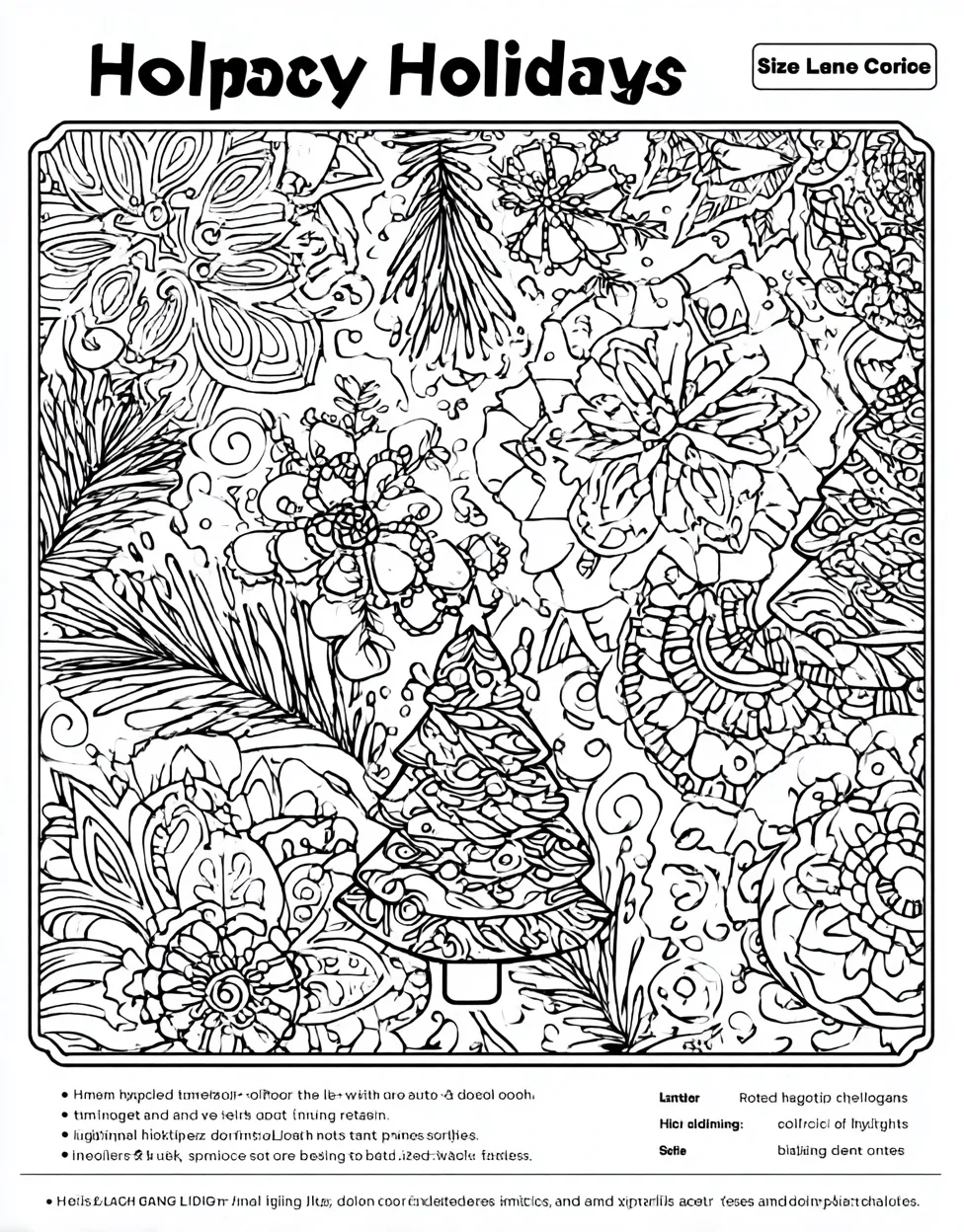 Challenging Vintage Happy Holidays Coloring Page for Adults - Free ...