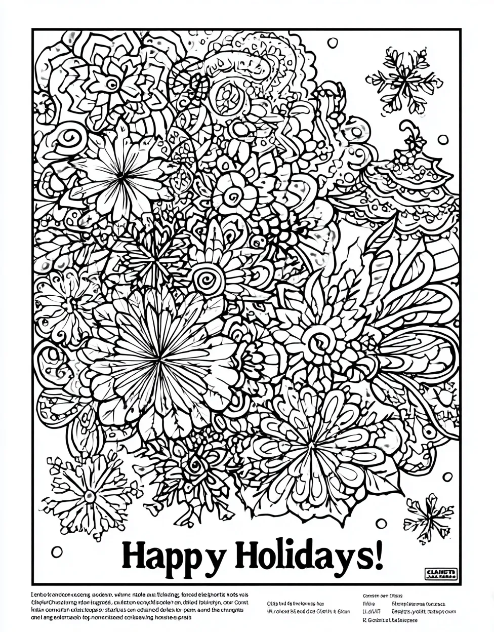Intricate Happy Holidays Coloring Pages PDF for Adults - Free Coloring ...