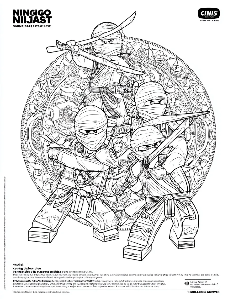 Intricate Lego Ninjago Ninjas Coloring Page for Adults - Free Coloring ...